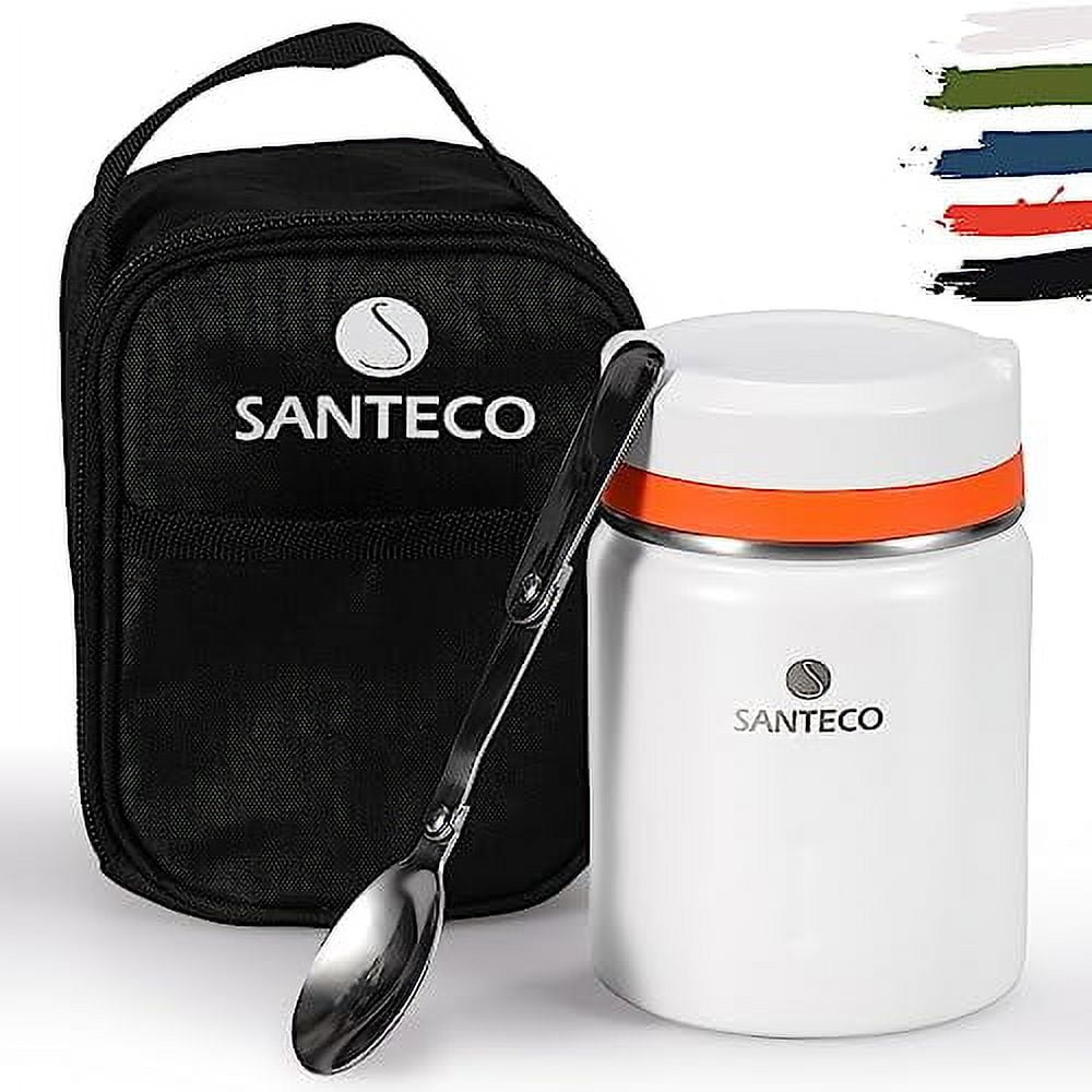 S Santeco 17oz Insulated Food Jar, Thermal Lunch Box, Stainless Steel, White - Walmart.com