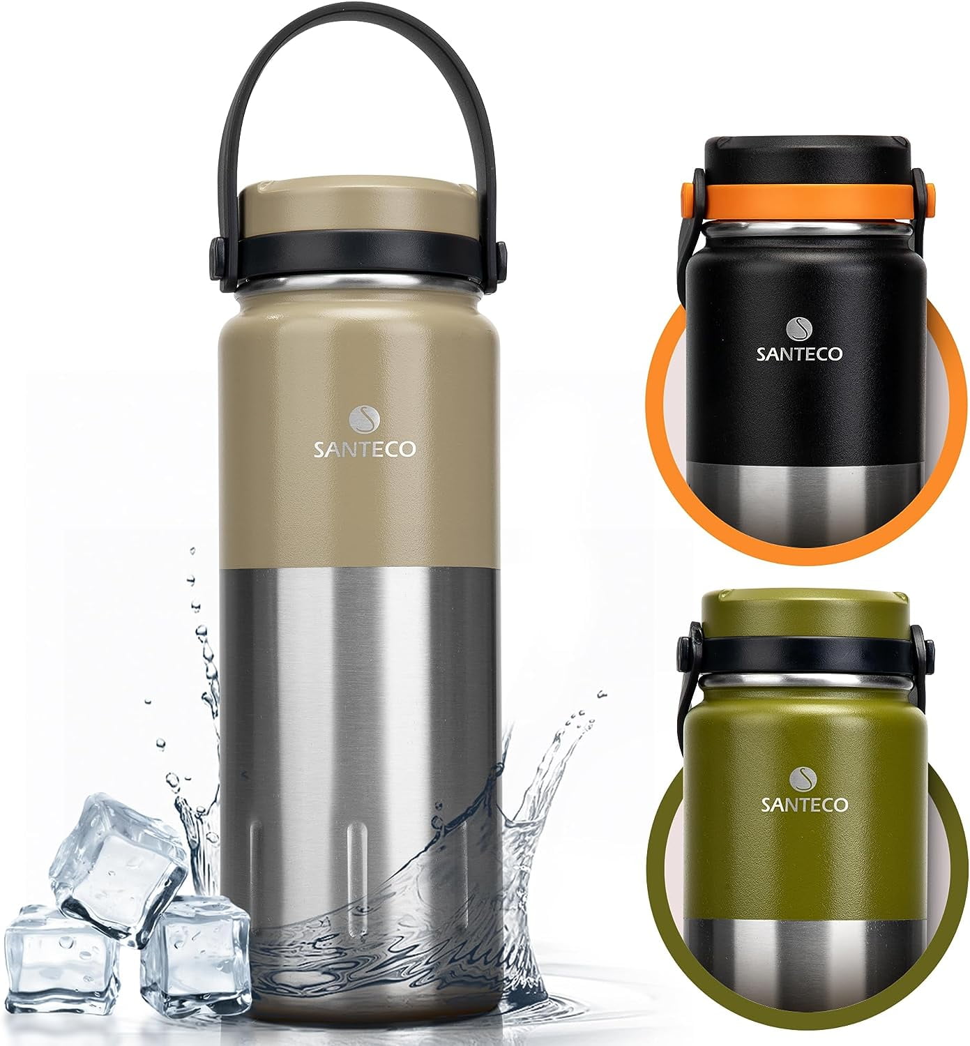 Santeco Stainless Steel Koya Water Bottle 17 fl oz, Beige - Walmart.com