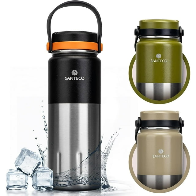 Santeco Stainless Steel Koya Water Bottle 17 fl oz, Black - Walmart.com