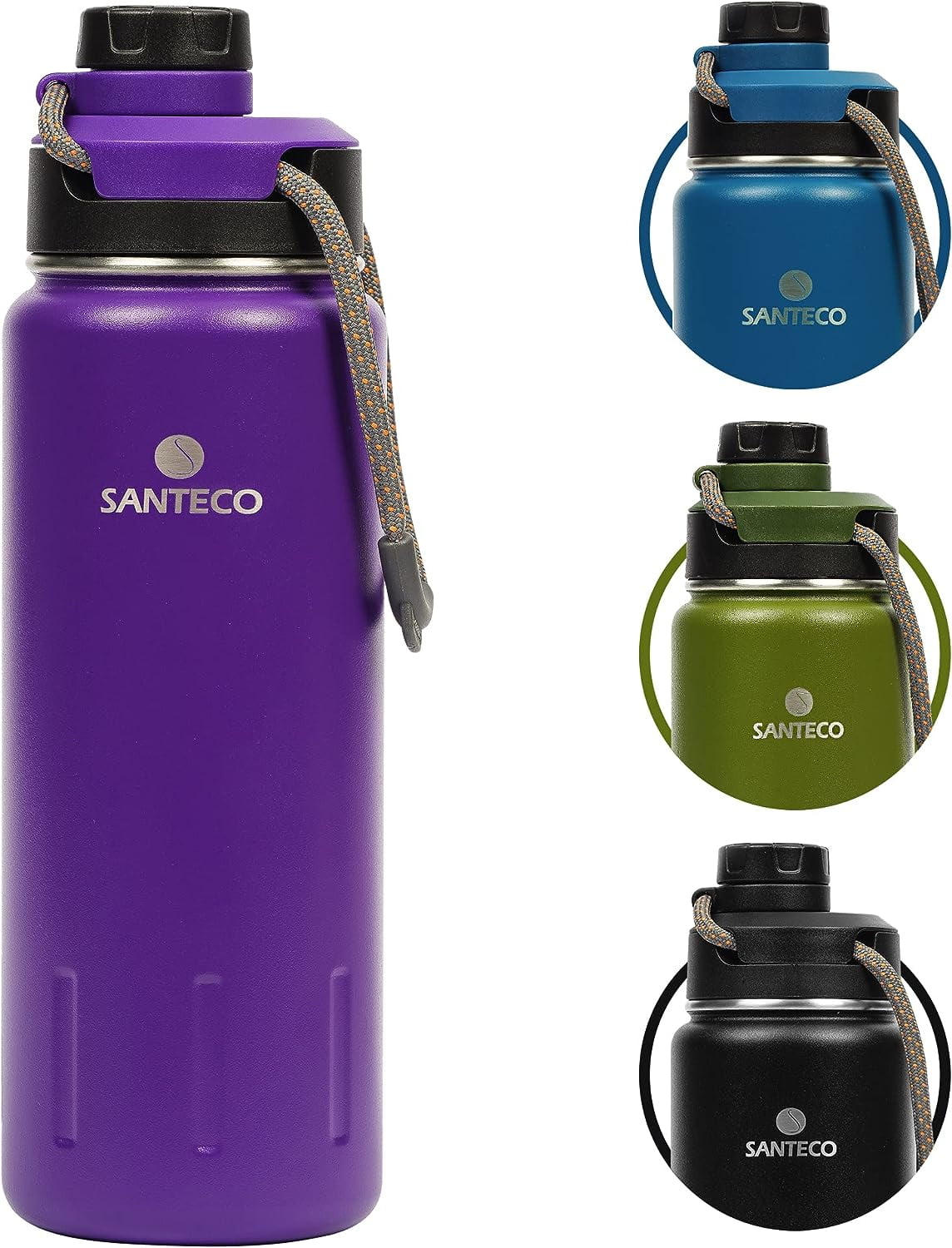 Santeco Stainless Steel Water Bottle, 24 fl oz, Vacuum Insulated, Leakproof, Purple - Walmart.com