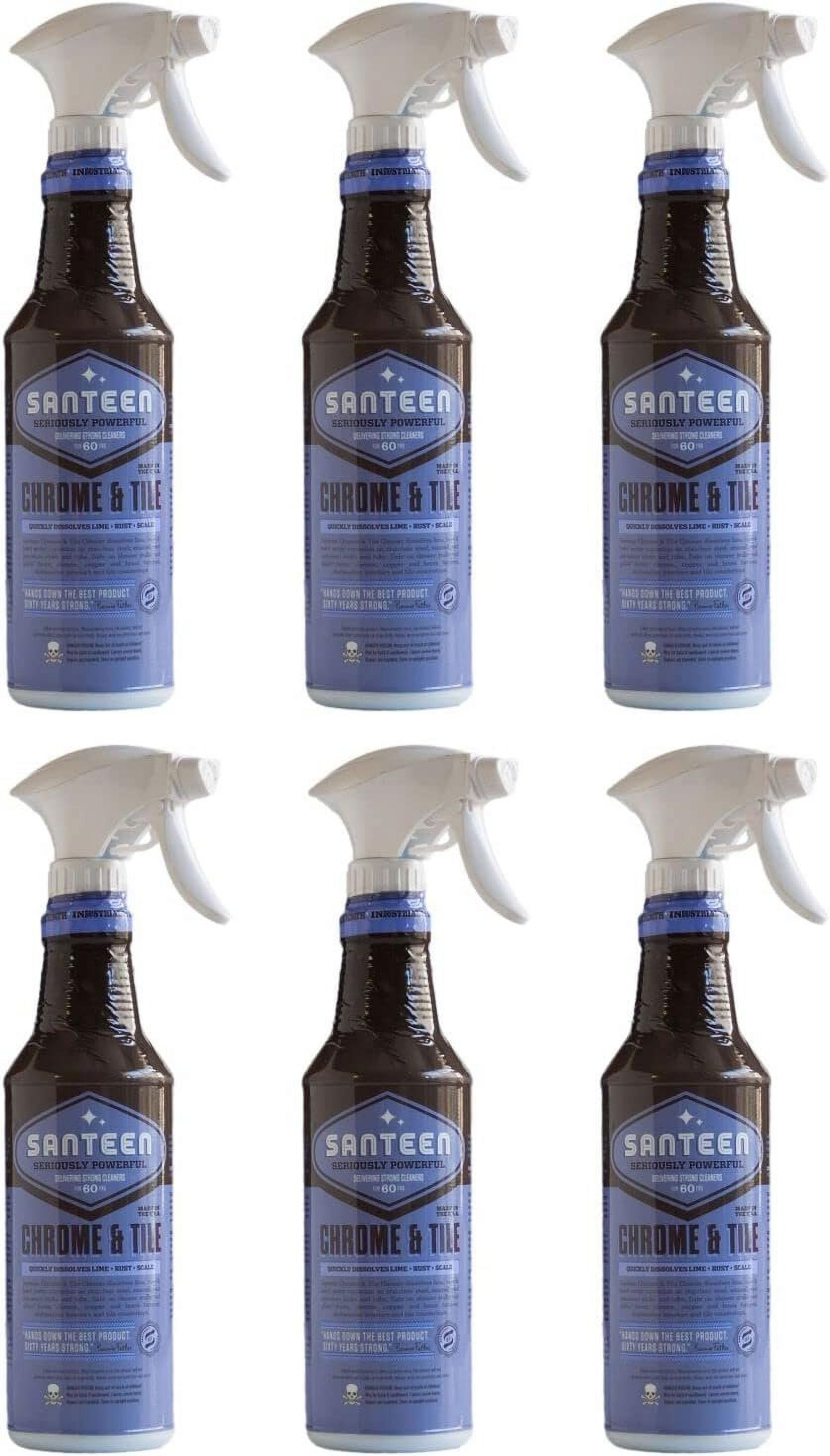 Santeen Chrome & Tile Cleaner 6-pack of 22oz Trigger Spray Bottles ...