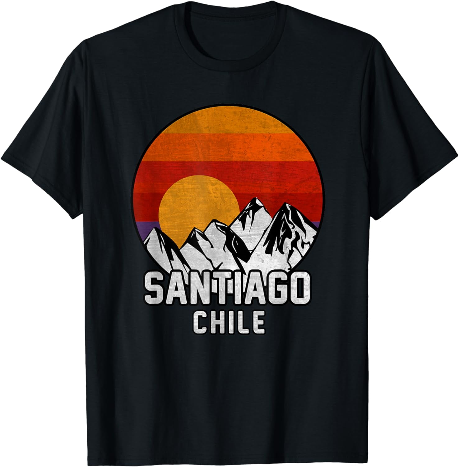 Santiago Chile Retro Mountain Sunset design T-Shirt - Walmart.com