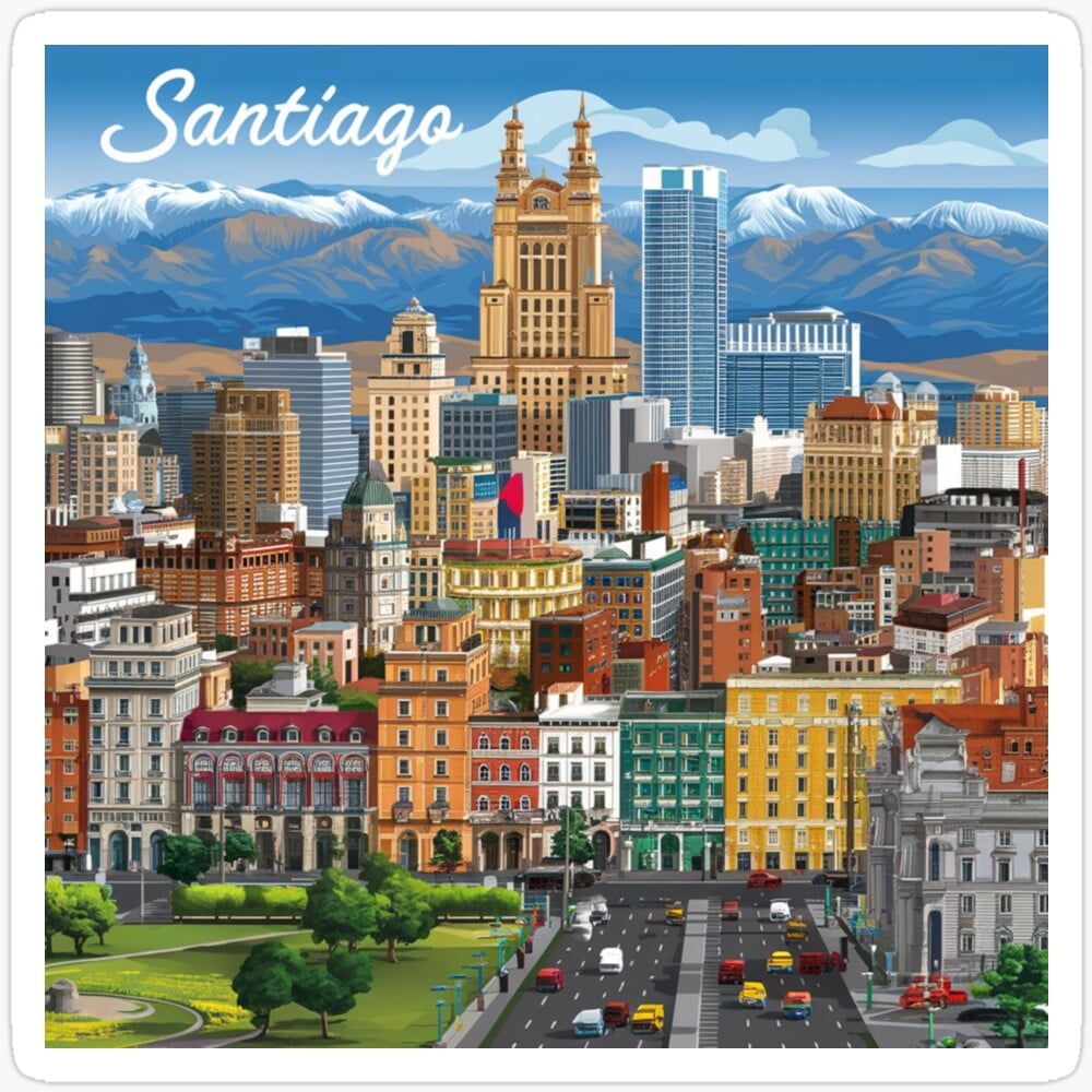 Santiago,Chile Sticker Phone Decal Water Bottle Stickers Car Decals ...