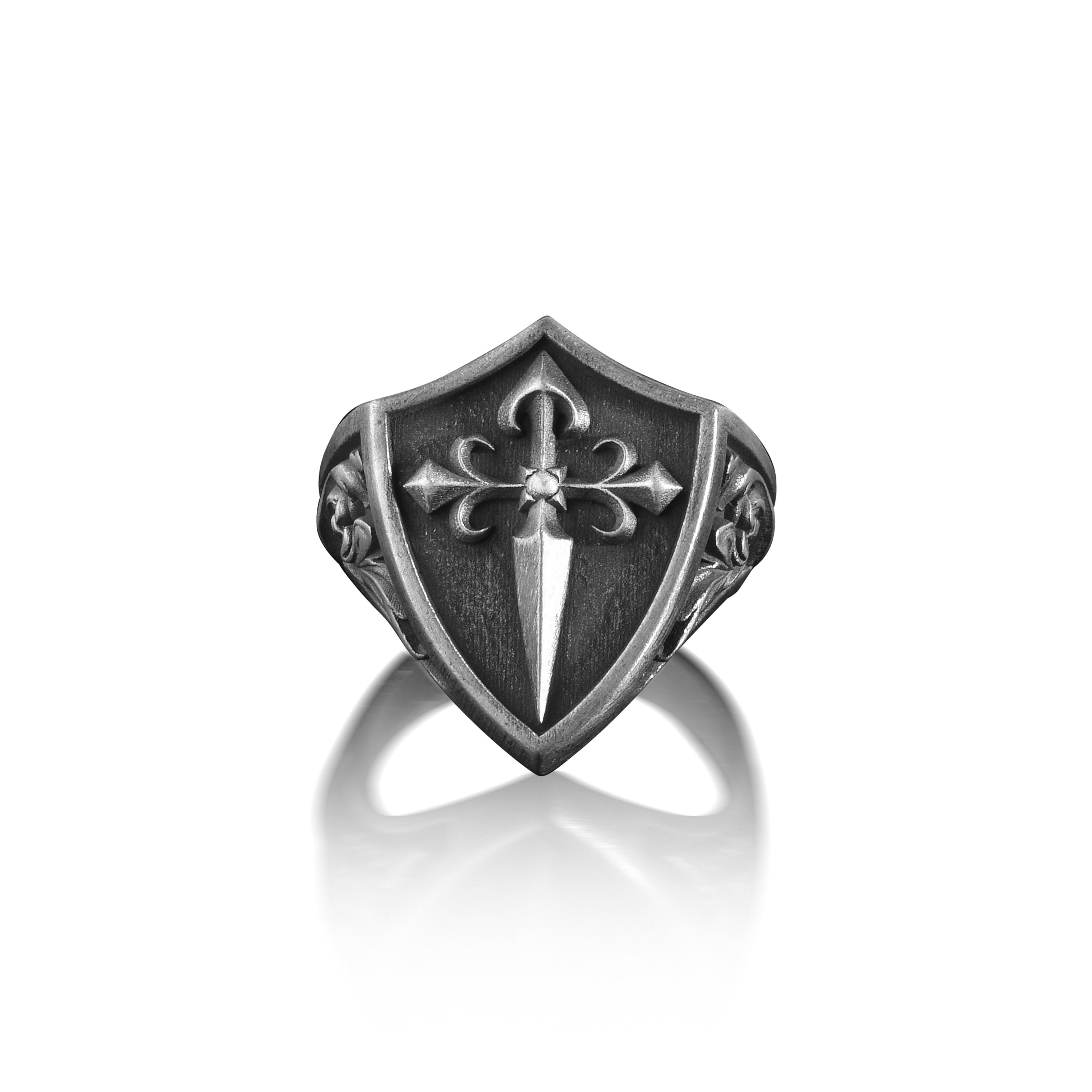 Santiago Cross Orden Signet Amulet Ring for Men, Sterling Silver Mens ...