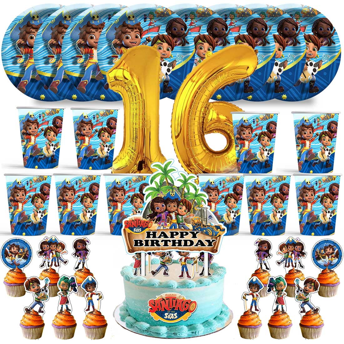 Santiago of the Sea Birthday 16th Cups Party Supplies Plates Fans ...