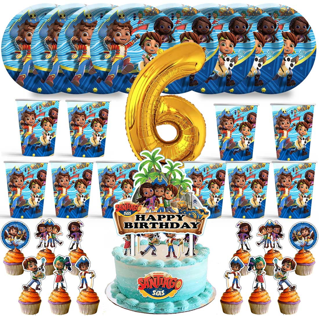 Santiago of the Sea Birthday 6th Cups Party Supplies Plates Fans ...