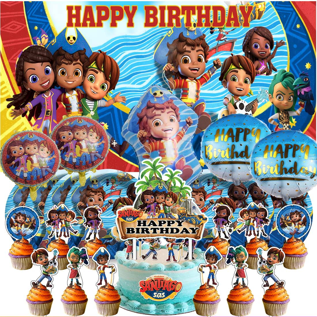 Santiago of the Sea Supplies Plates Decoration Backdrop Banner Birthday ...