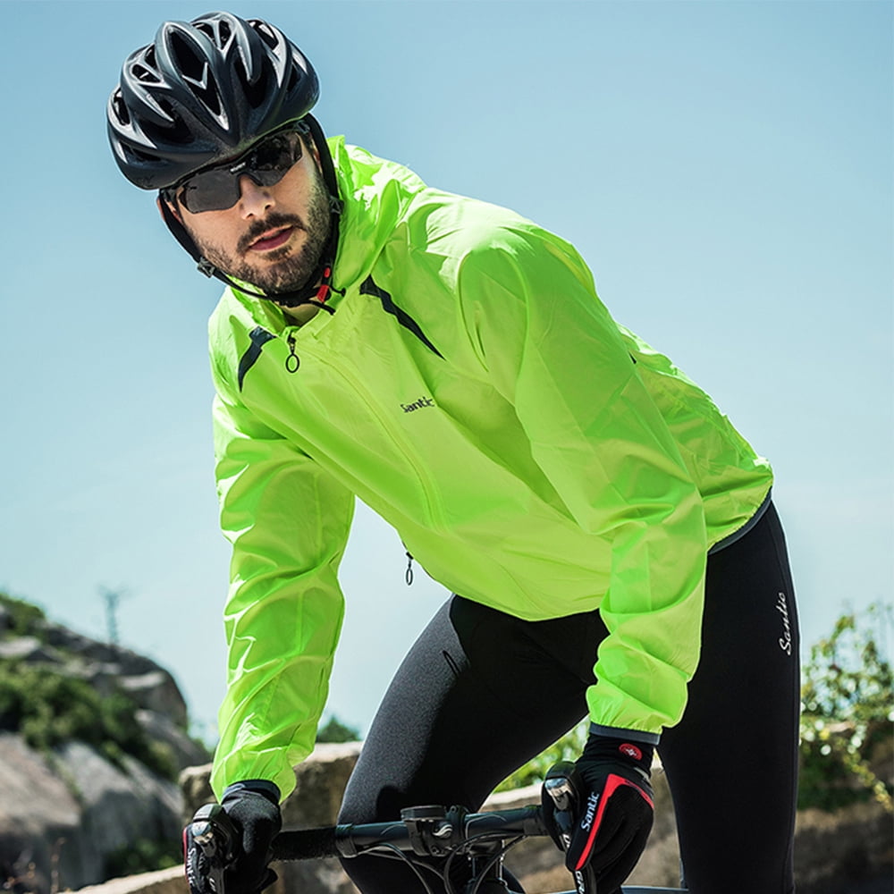Santic Men's Reflective Bicycle Jacket, Windproof UV Protection, Long ...