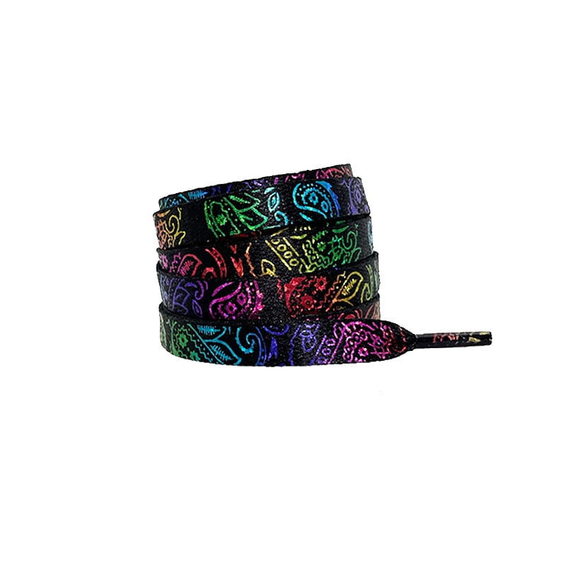 Santimon 2 Pairs Flat Shoelaces Fashionable Tie Dyed Floral Pattern ...