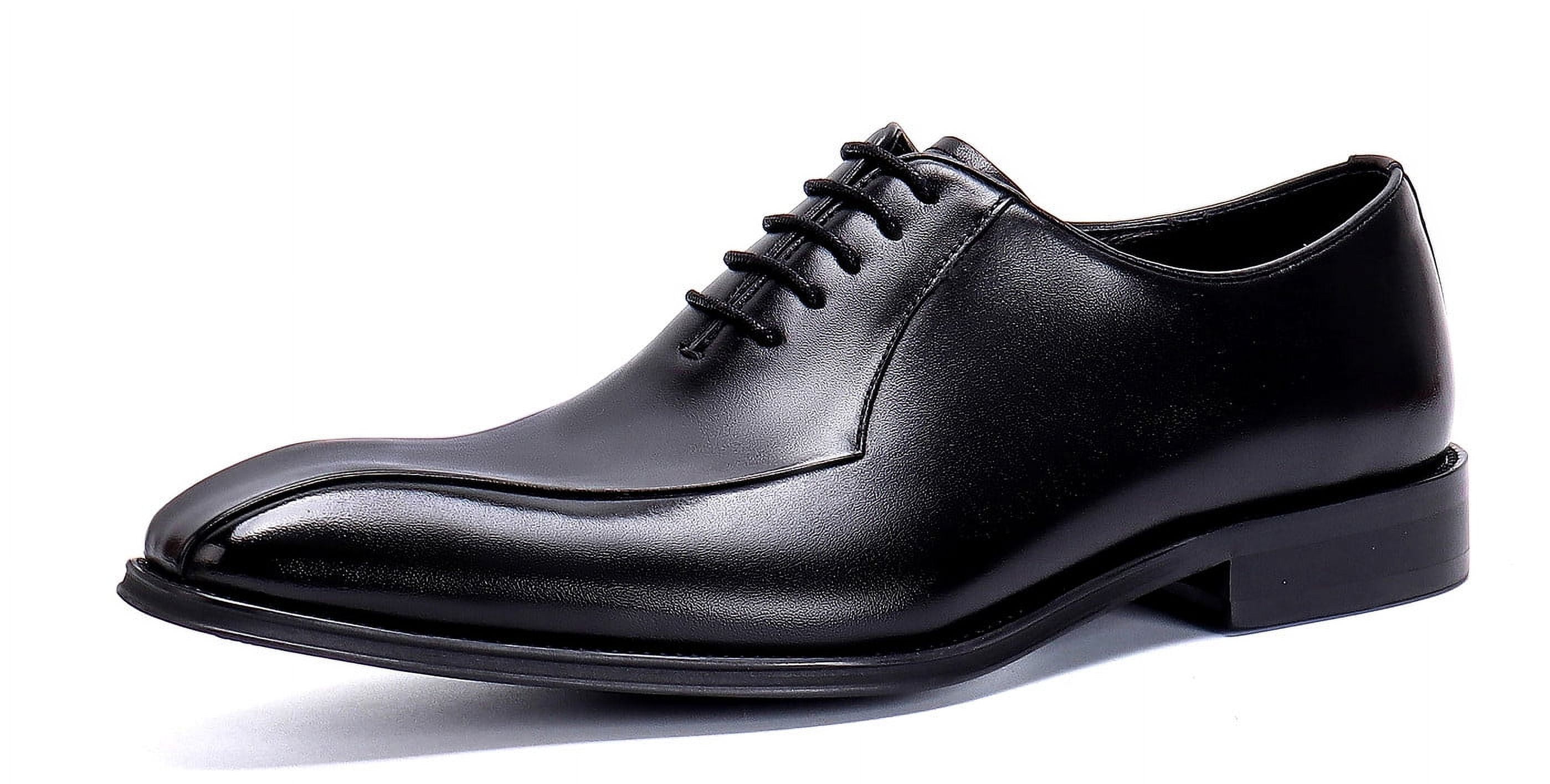 Santimon Black Dress Shoes for Men Pointed Toe Lace-up Derby Shoes ...