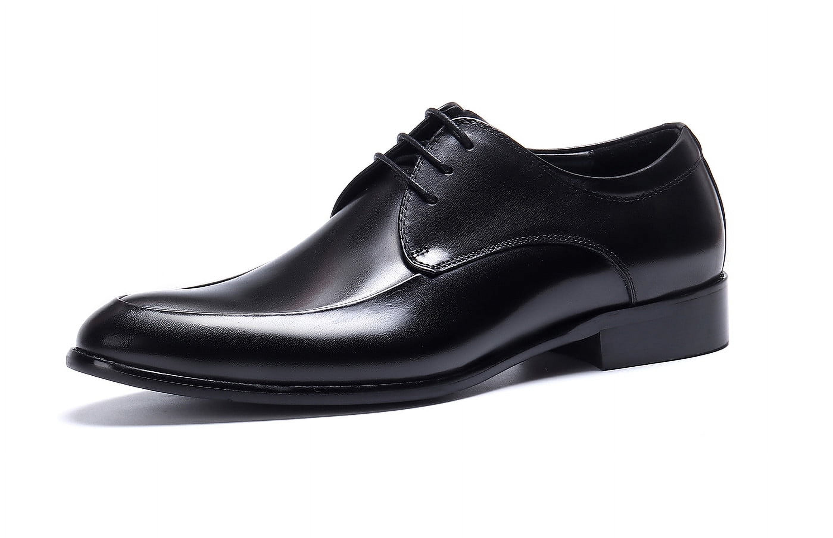 Santimon Black Dress Shoes for Men Sleek Pointed Toe Lace-up Derby ...