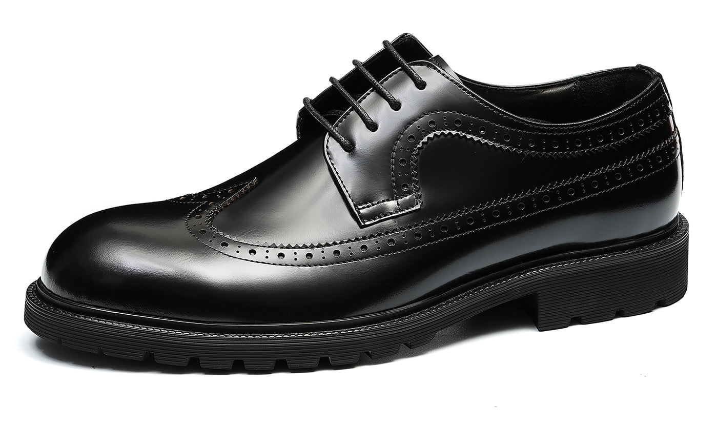 Santimon Black Dress Shoes for Men Stylish Brogue Lace up Oxford Shoes ...
