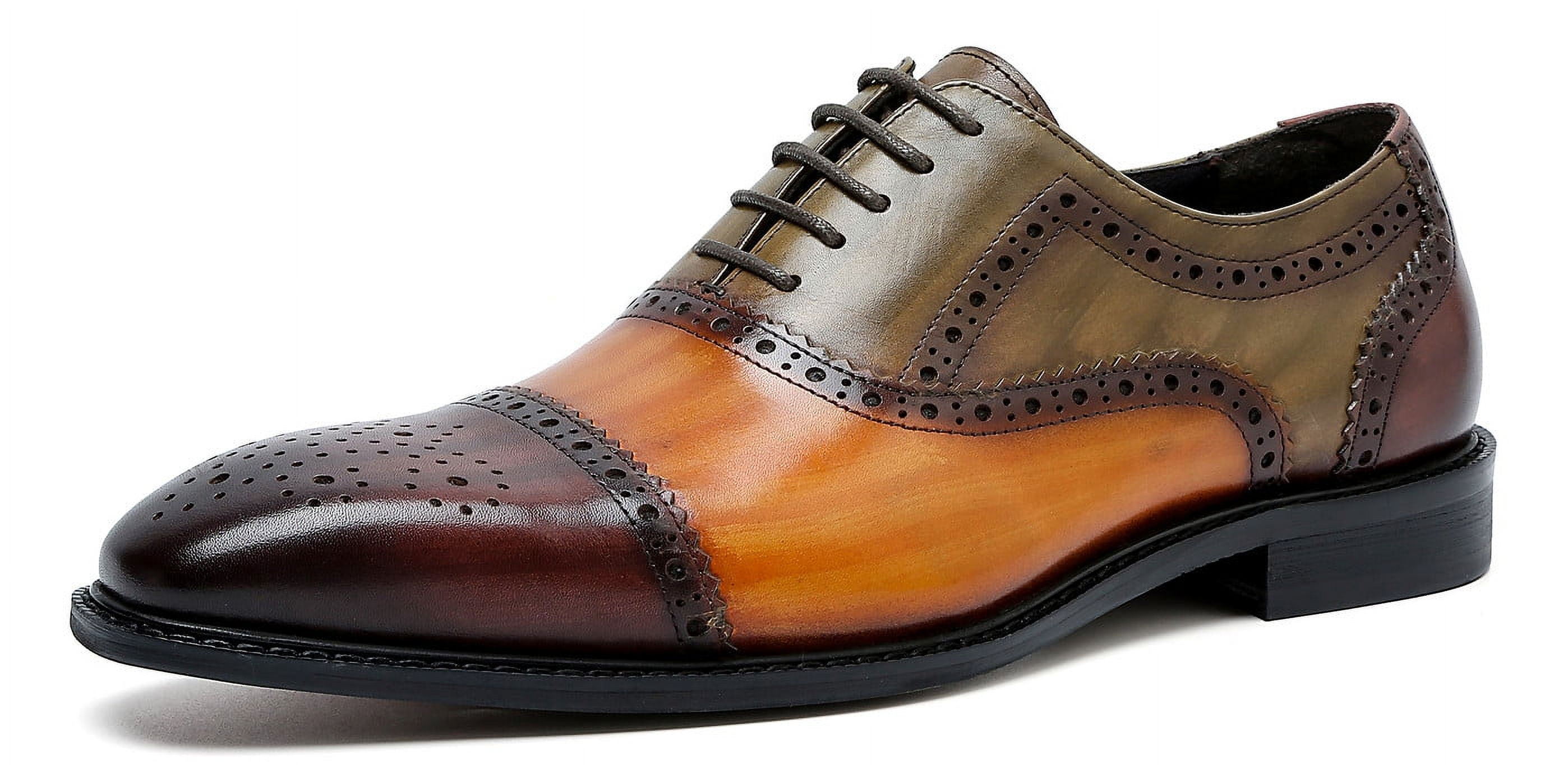 Santimon Brown Dress Shoes for Men Multicolor Wingtip Brogue Derby ...