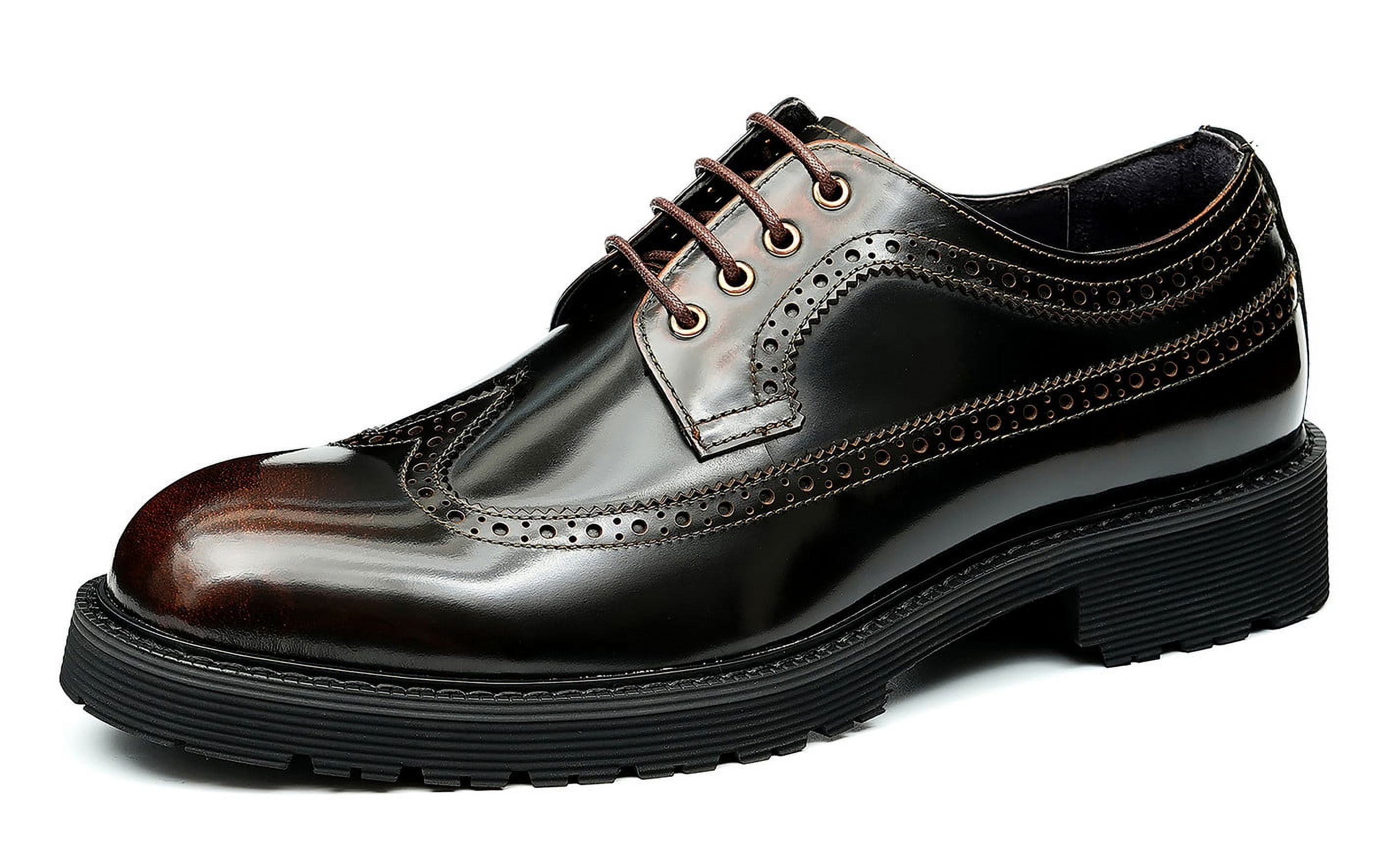 Santimon Brown Dress Shoes for Men Wingtip Brogue Derby Shoes Thick ...