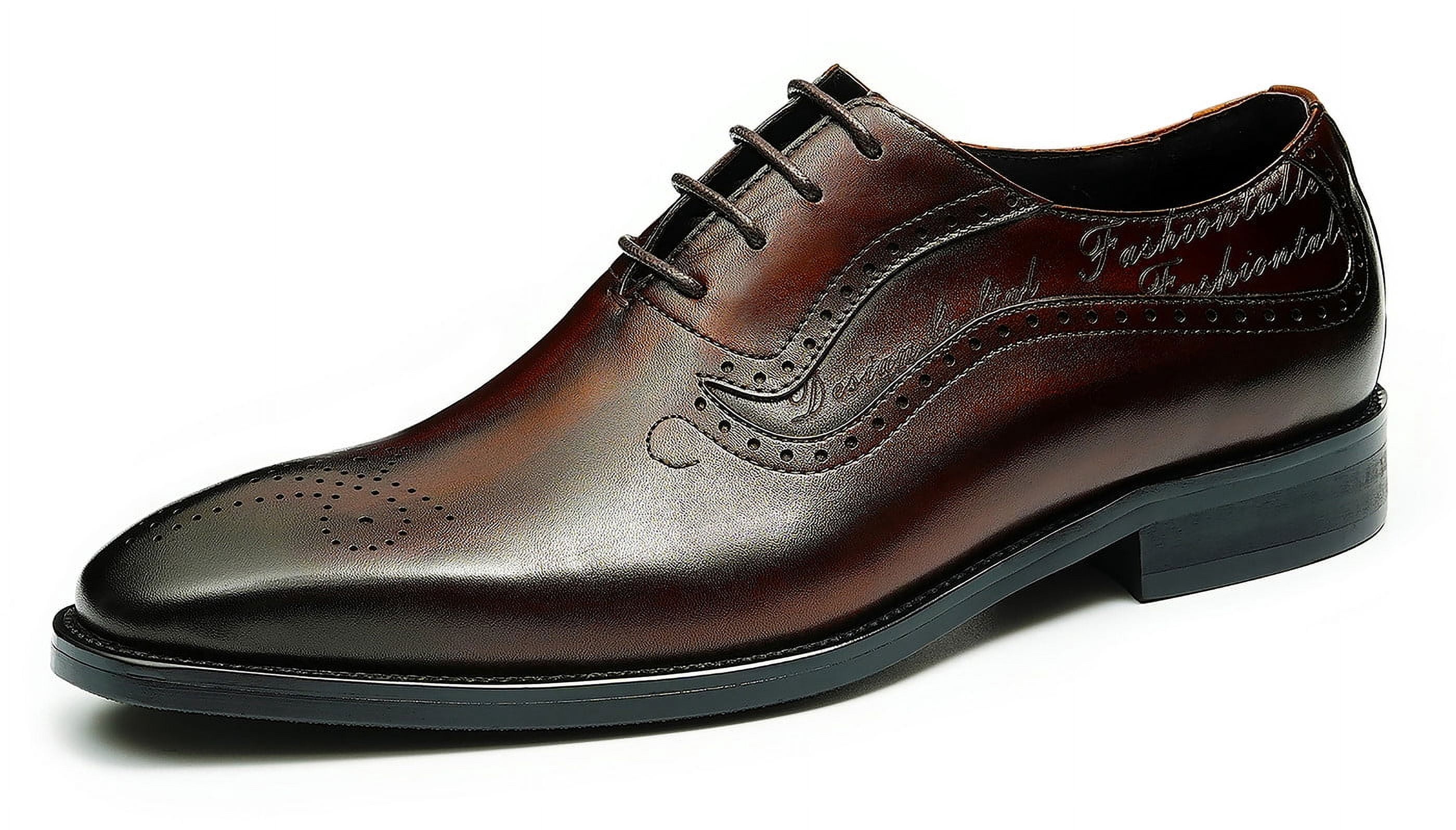 Santimon Coffee Dress Shoes for Men Brogue Lace up Oxford Shoes ...