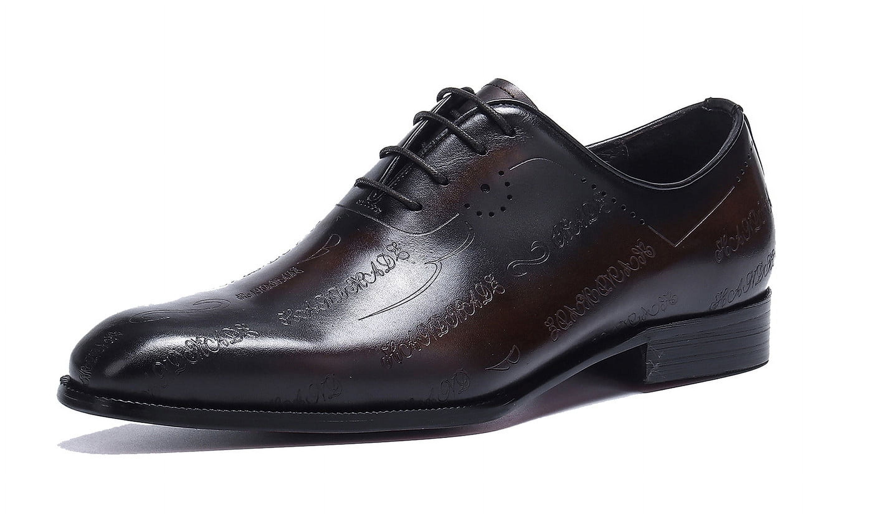 Santimon Coffee Dress Shoes for Men Brogue Lace-up Oxofrd Shoes Classic ...