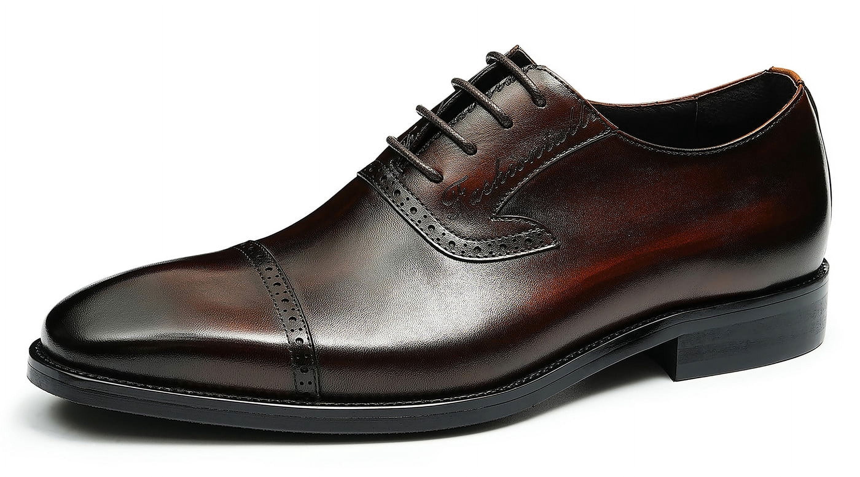 Santimon Coffee Dress Shoes for Men Classic Lace up Oxford Shoes ...