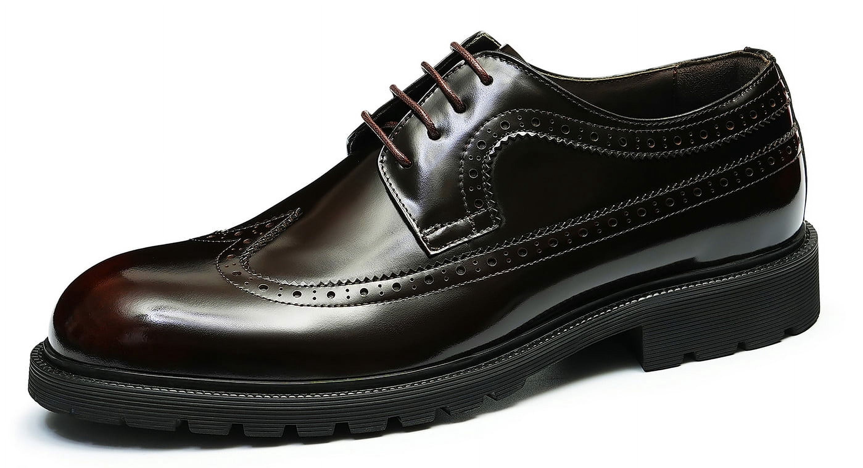 Santimon Coffee Dress Shoes for Men Stylish Brogue Lace up Oxford Shoes ...