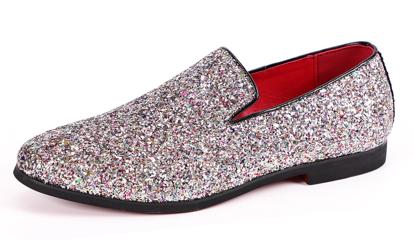 Santimon Men Dress Shoes Glitter Loafers Slip On Casual Wedding Party ...