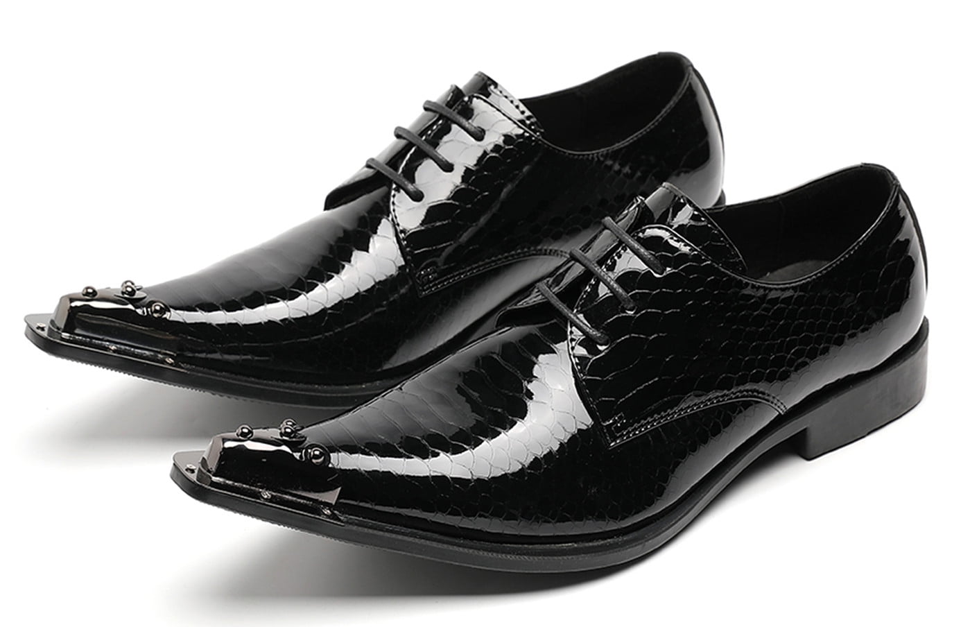 Santimon Men Leather Dress Shoes Crocodile Pattern Oxford Shoes ...