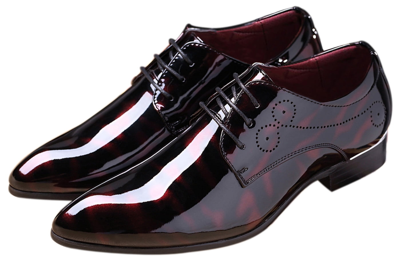 Santimon Men Oxford Dress Shoes Brogue Floral Patent Leather Casual ...
