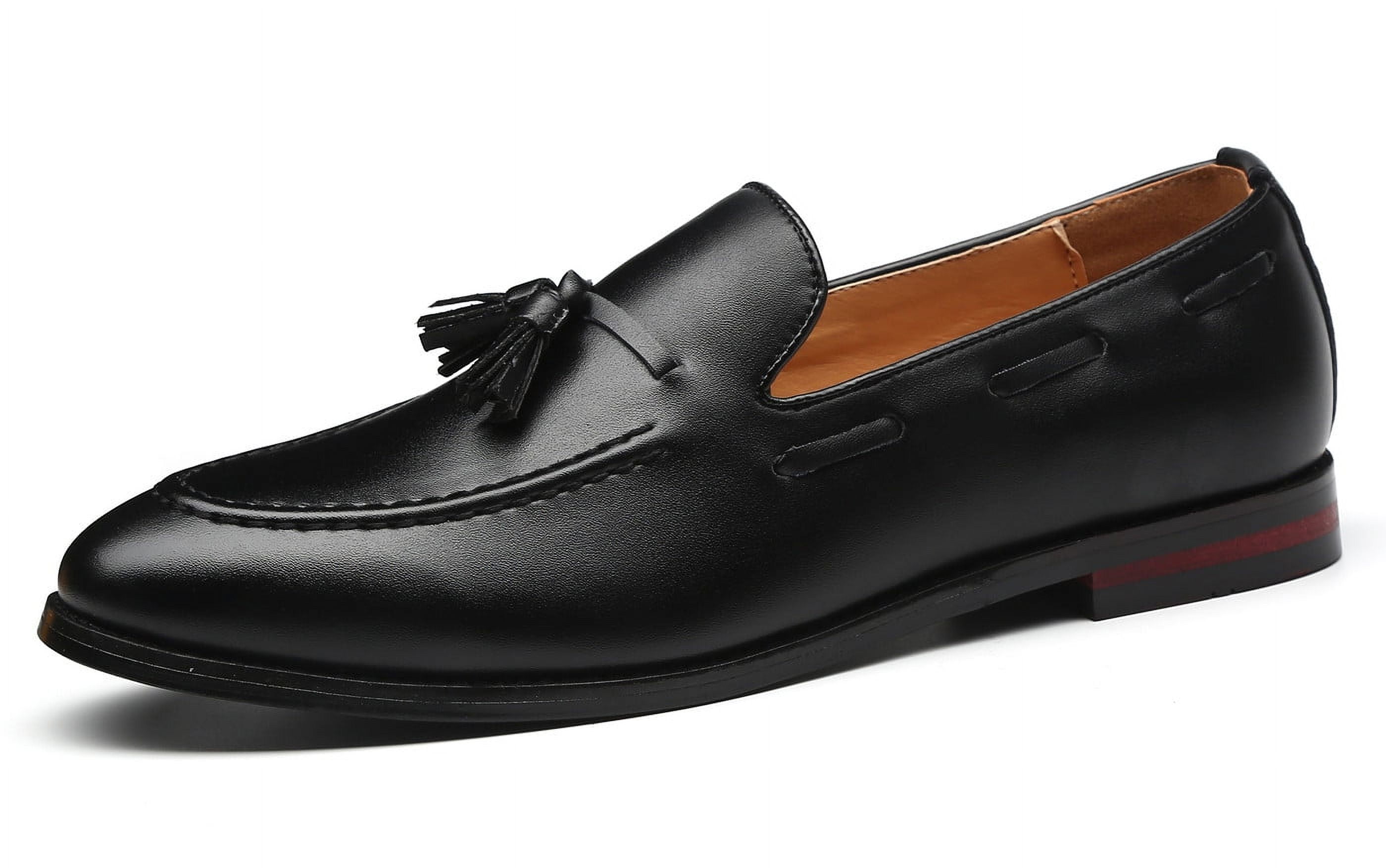 Santimon Men Tassels Loafers Slip On Casual Shoes Black Dress Shoes 10. ...