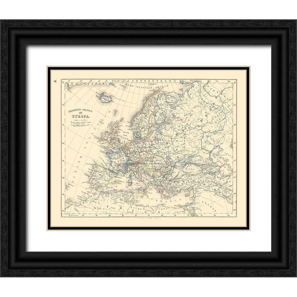 Santini 14x12 Black Ornate Wood Framed with Double Matting Museum Art ...