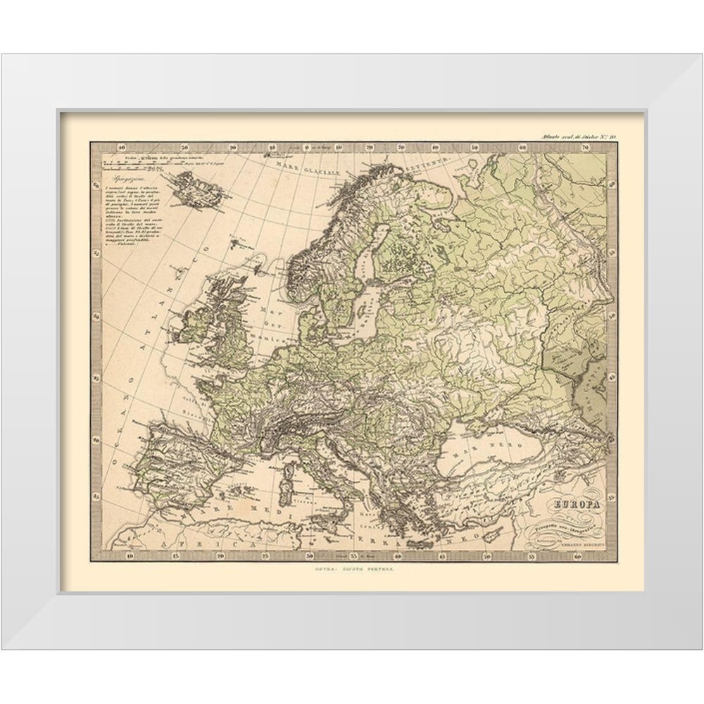 Santini 14x12 White Modern Wood Framed Museum Art Print Titled - Europe ...