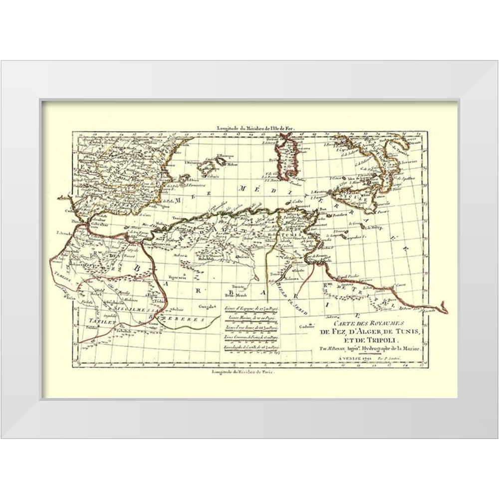 Santini 18x14 White Modern Wood Framed Museum Art Print Titled - Tlemcen Fez Tunisia Tripoli ...