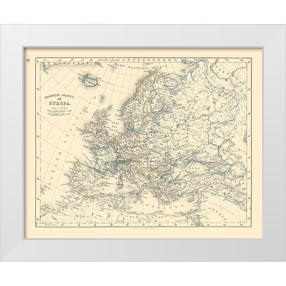 Santini 32x26 White Modern Wood Framed Museum Art Print Titled - Europe ...