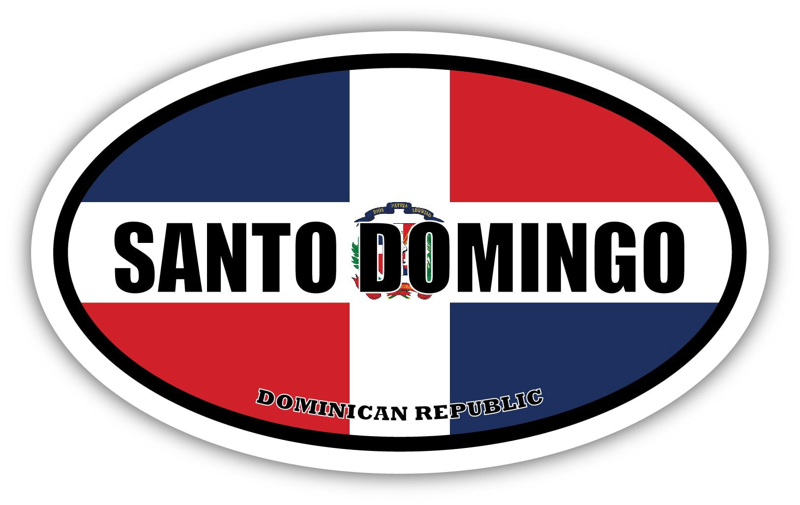 Santo Domingo Dominican Republic Flag Oval Decal Vinyl Bumper Sticker ...