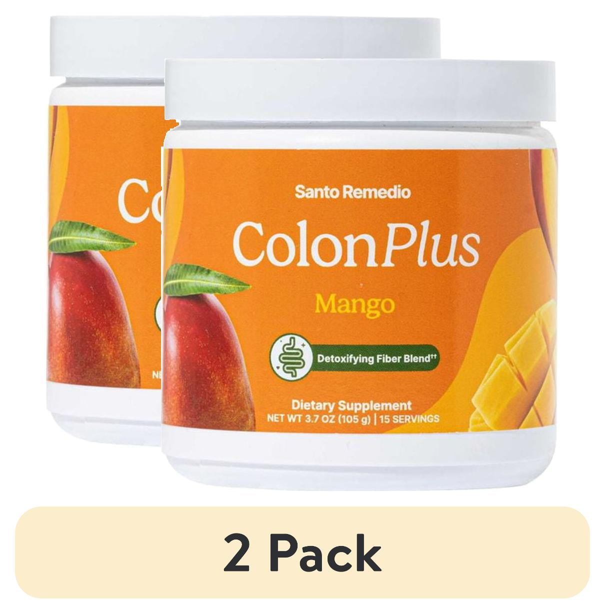 (2 pack) Santo Remedio Colon Plus Detoxifying Fiber Blend with Psyllium Seed Husk, Mango, 1 ...
