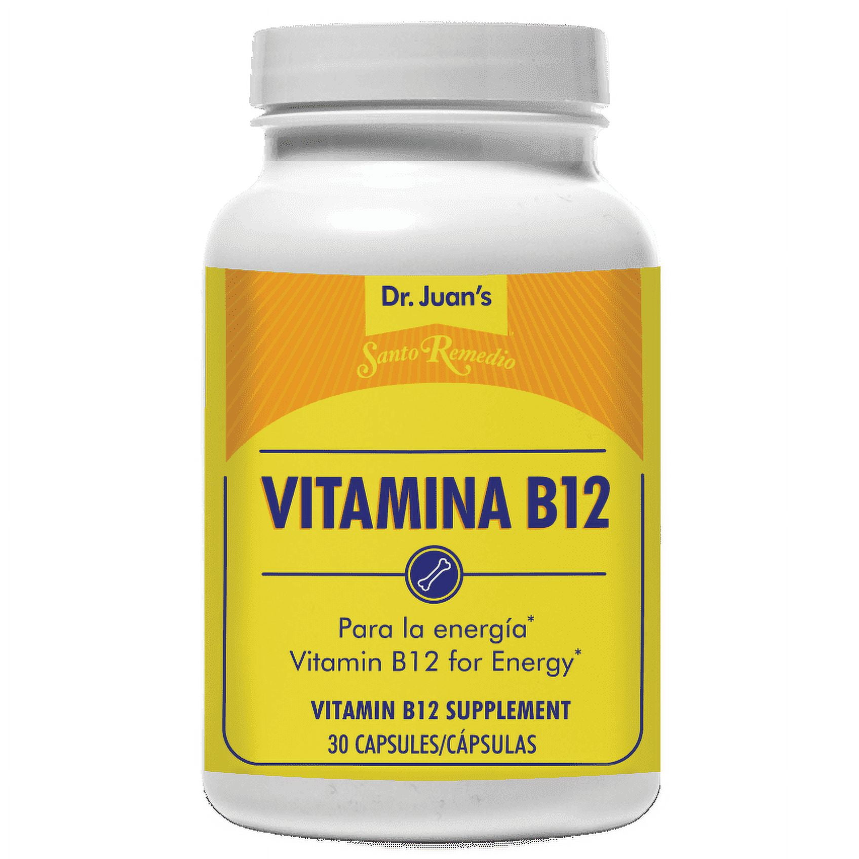 Santo Remedio Vitamin B12 Dietary Supplement Capsules, 500 mg, 30 Count ...