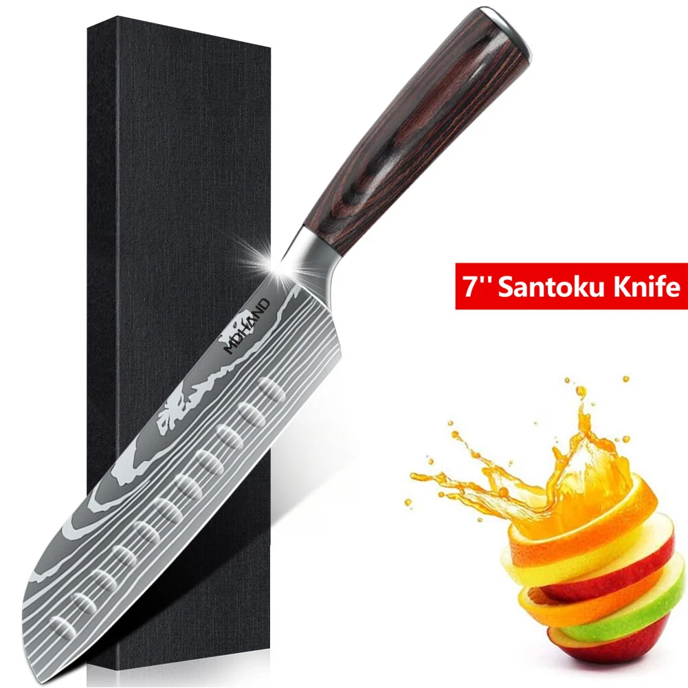 Santoku Chef'S Knife 7 Inch Japanese Kitchen Knife Stainless Steel ...