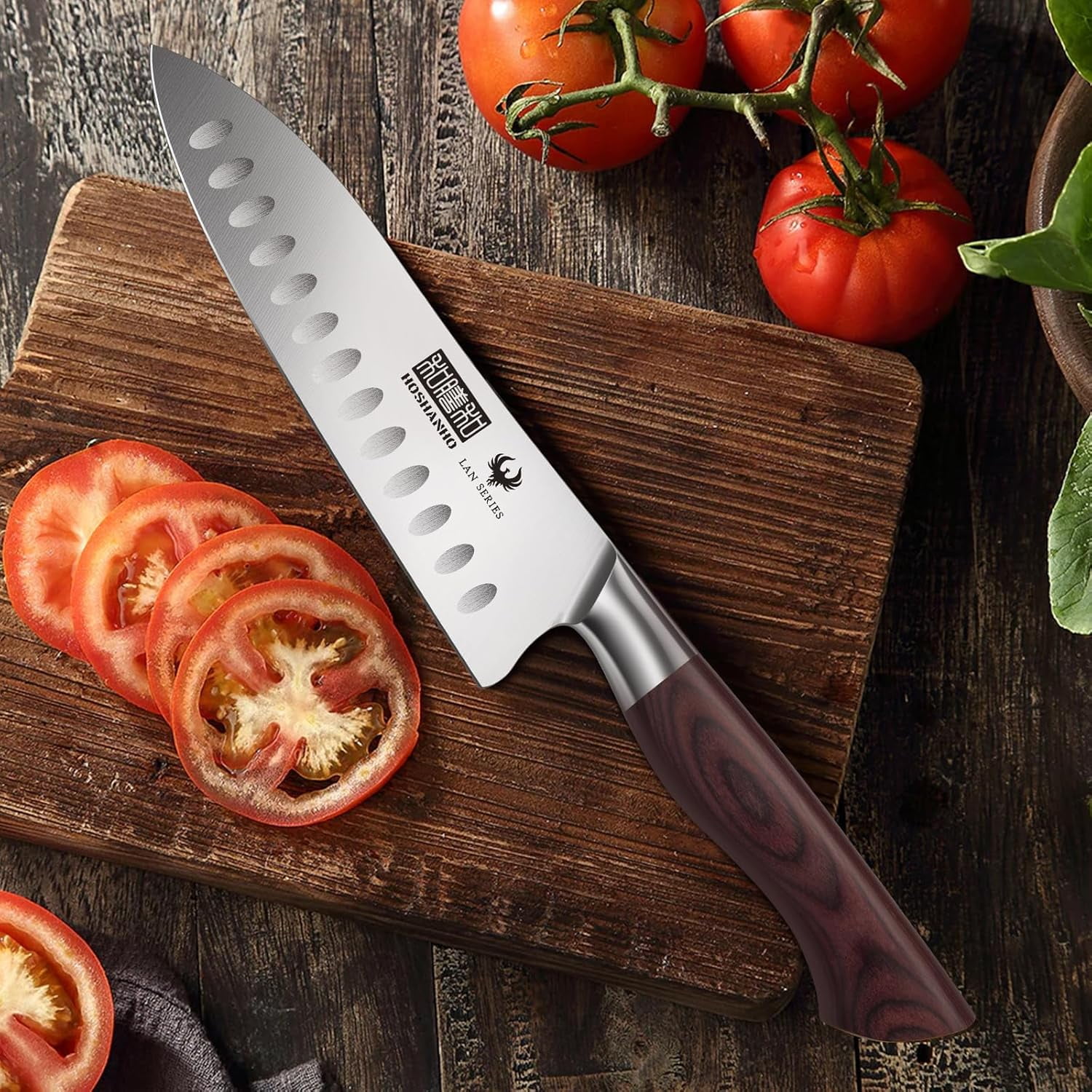 Santoku Knife 7 Inch, Professional High Carbon Stainless Steel Kitchen ...