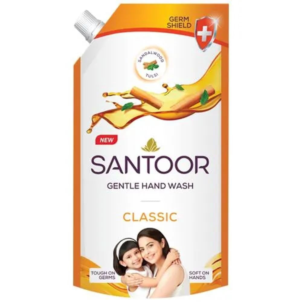 Santoor Gentle Handwash Classic (Essential Oils), 750 ml Pouch ...