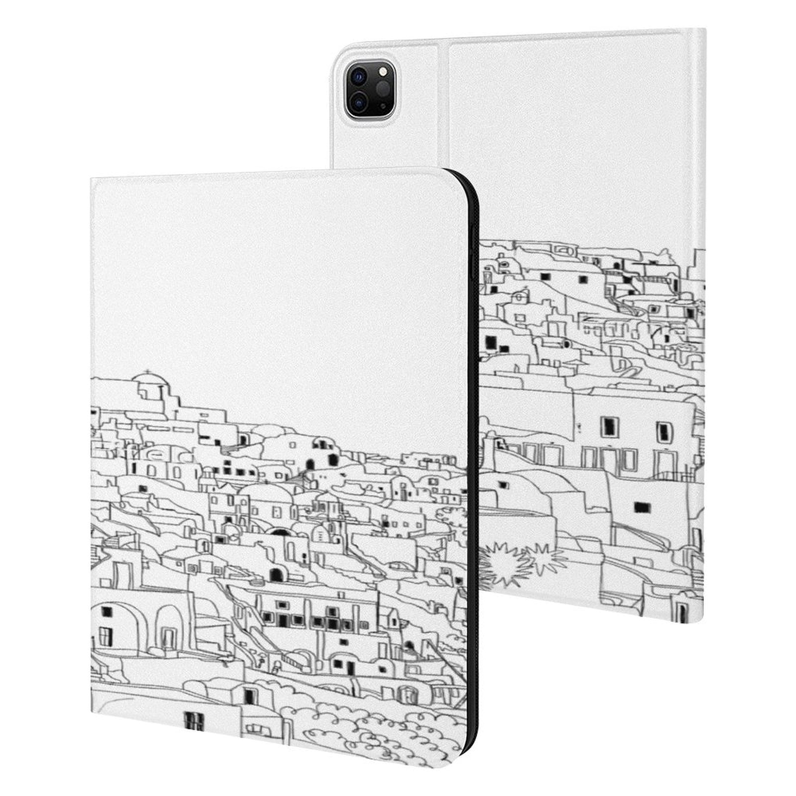 Santorini Black White Greece Greek Art Cover for iPad Air(9.7/10.5/10 ...