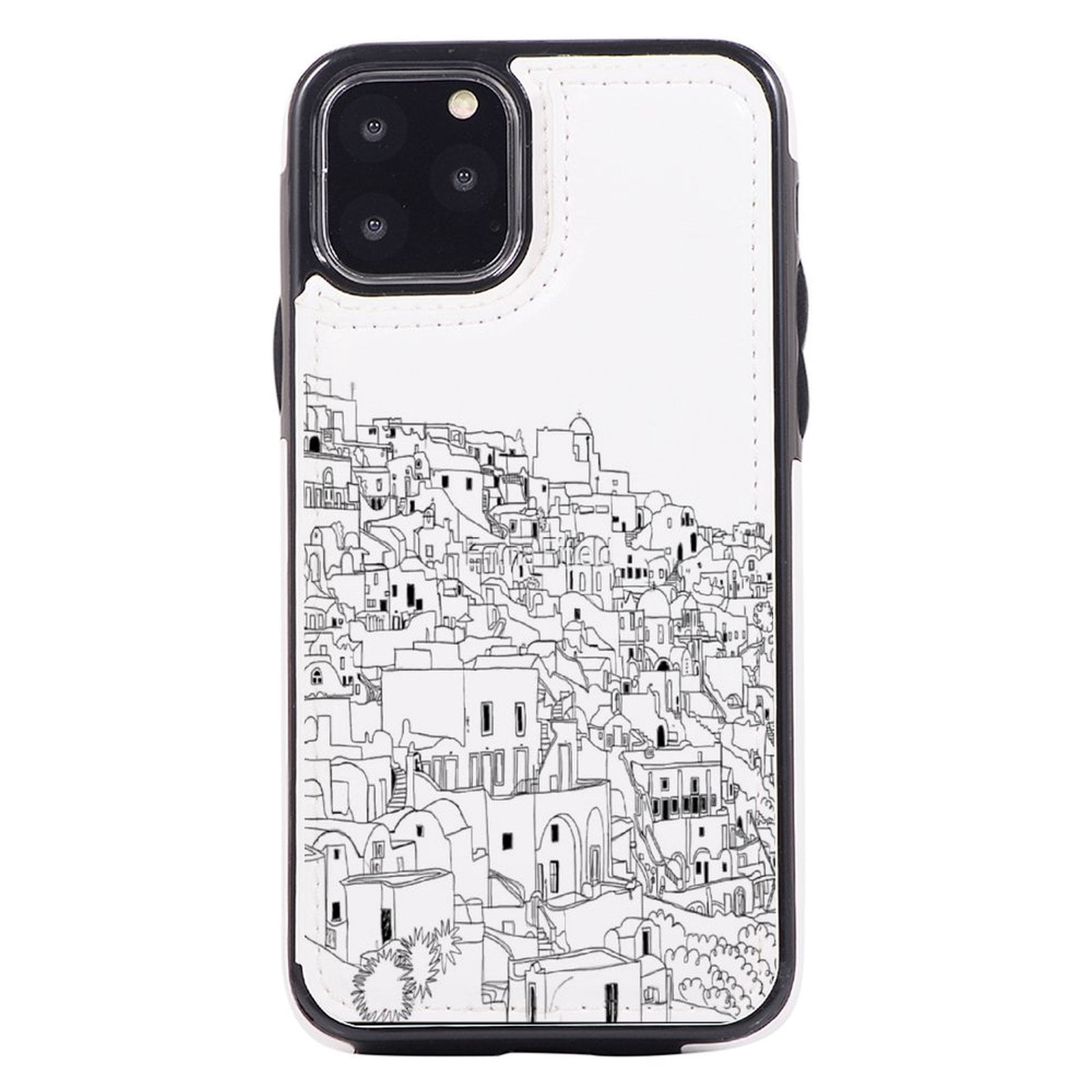 Santorini Black White Greece Greek Art Leather Wallet Case for iPhone ...