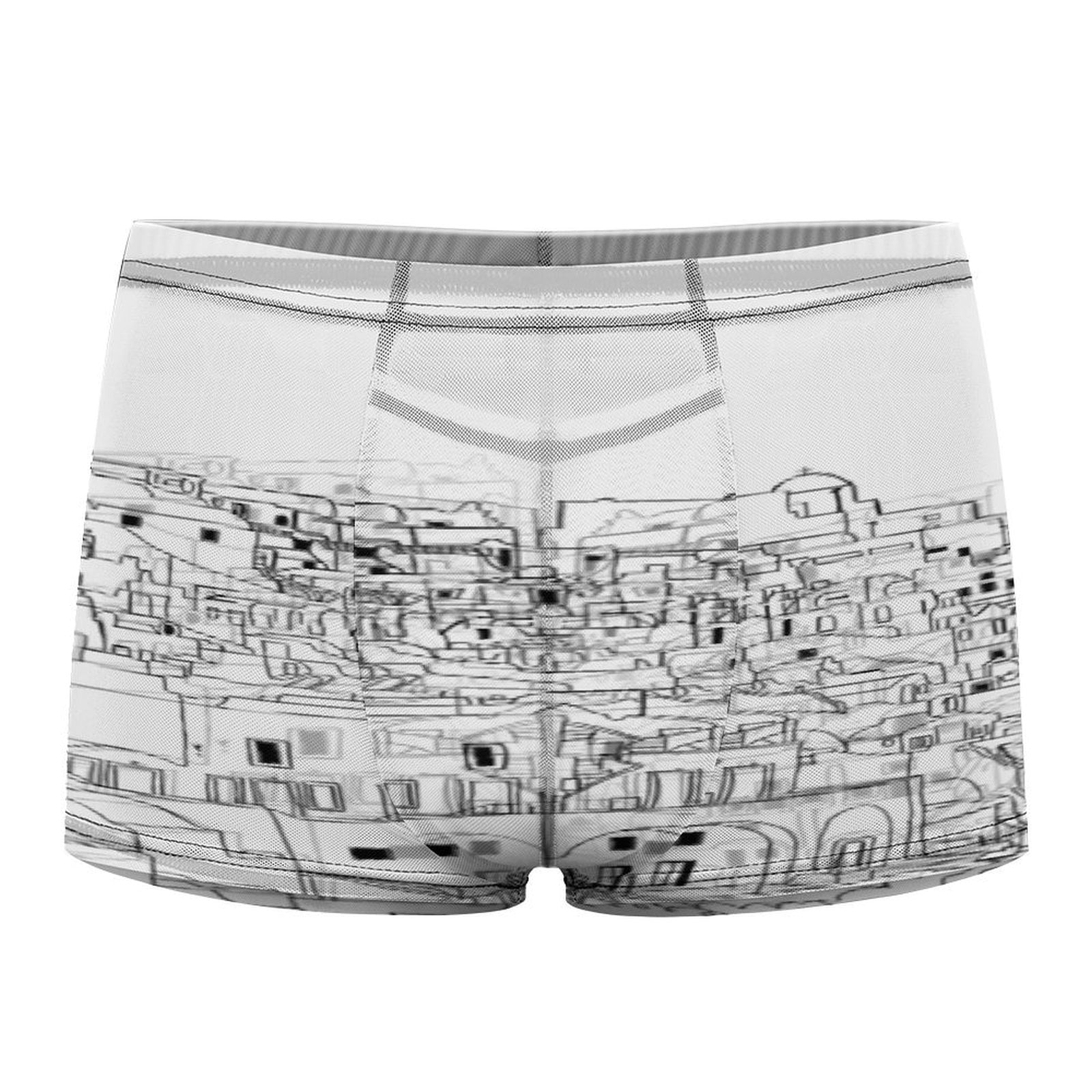 Santorini Black White Greece Greek Art Men's Mesh Boxer Briefs Cooling ...