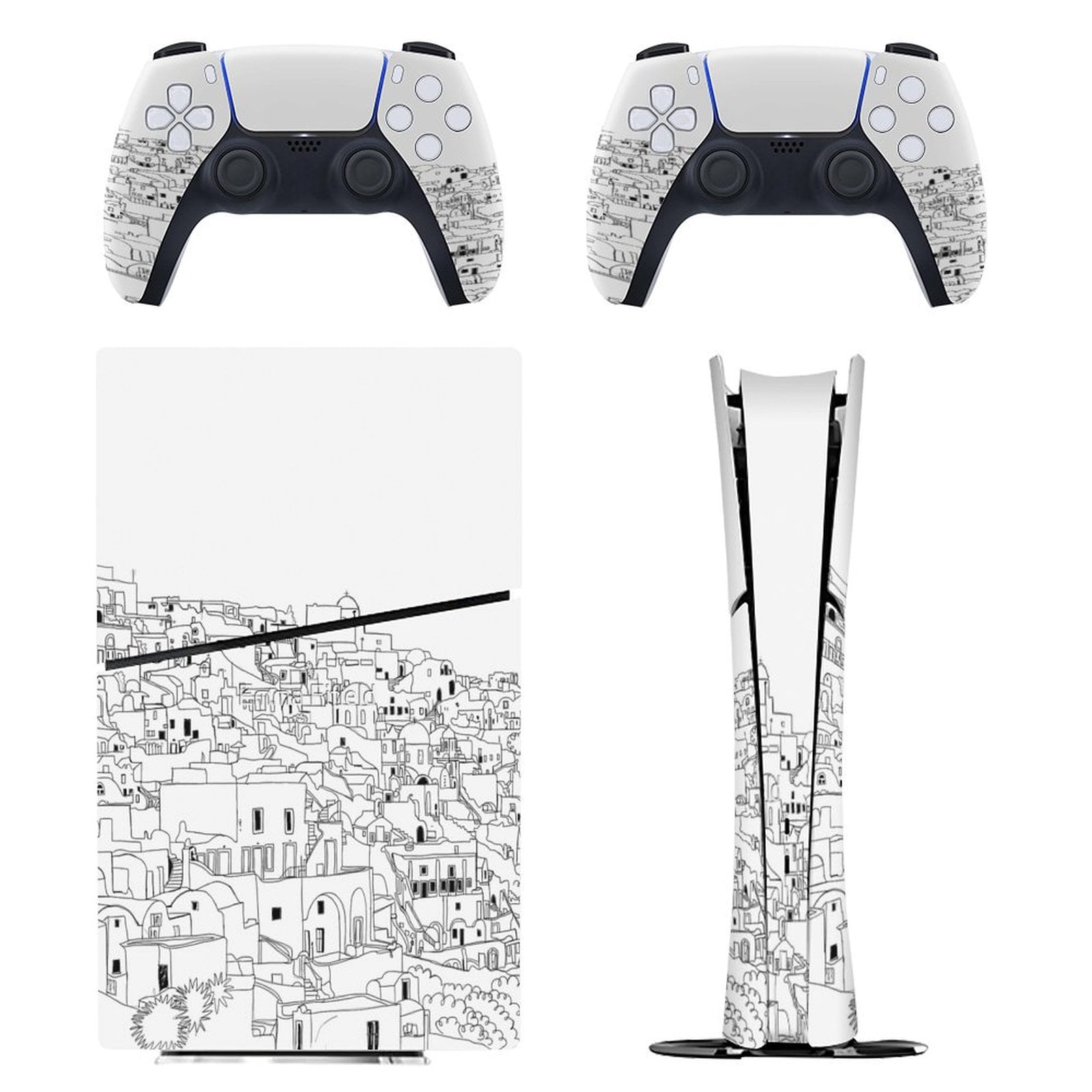 Santorini Black White Greece Greek Art PS5/PS5 Pro/PS5 Slim Digital ...