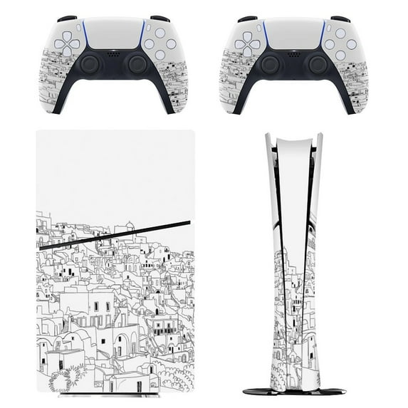 Santorini Black White Greece Greek Art PS5/PS5 Pro/PS5 Slim Digital ...