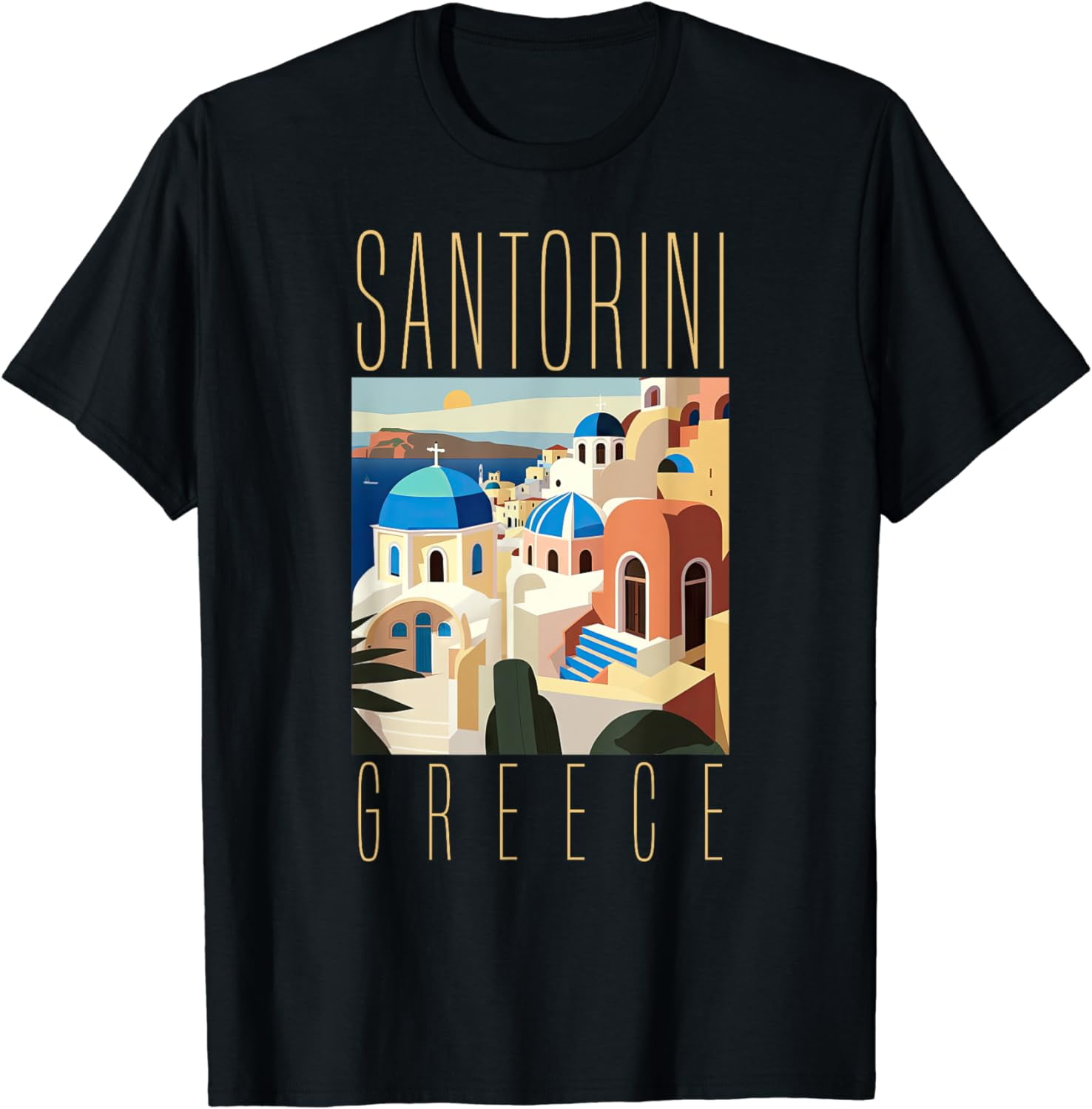 Santorini Blue Dome Ship, Santorini Gifts, Santorini Greece T-Shirt - Walmart.com