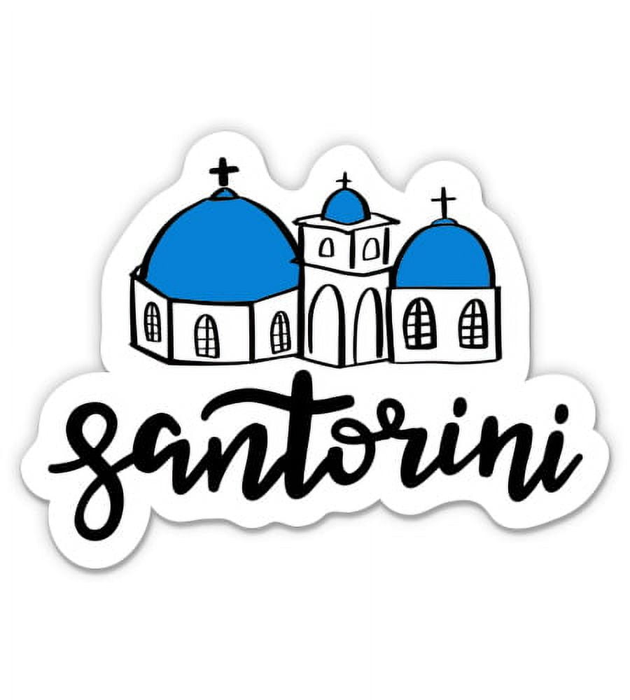 Santorini Greece Blue Domed Churches - 5" Vinyl Sticker - For Car ...