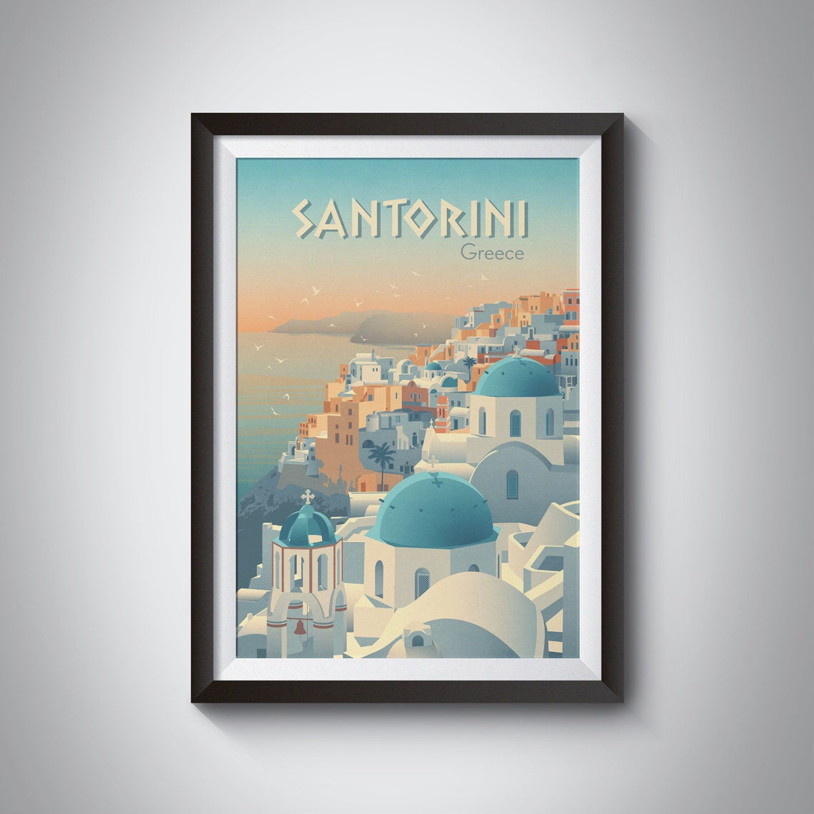 Santorini Greece Poster, Greek Island, Aegean Sea, Thira, Oia, Fira ...
