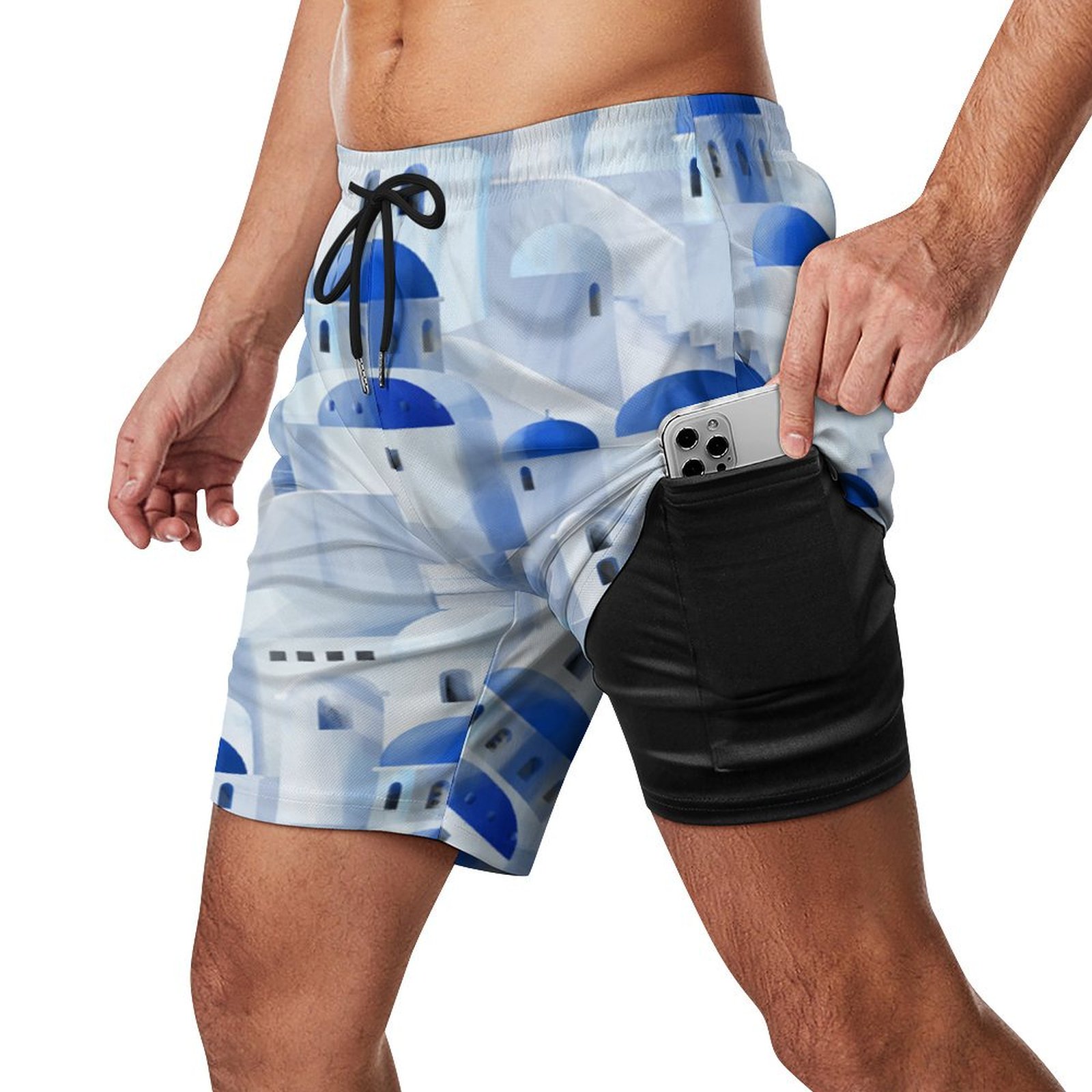 Santorini, Greece Quick Dry Swimming Shorts For Men Swimwear Swimsuit ...