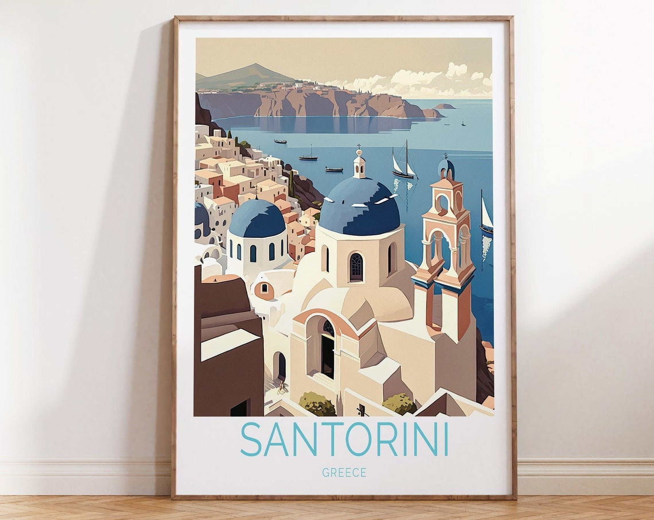 Santorini Greece Travel Poster, Santorini Wall Art, Greece Travel Gifts ...