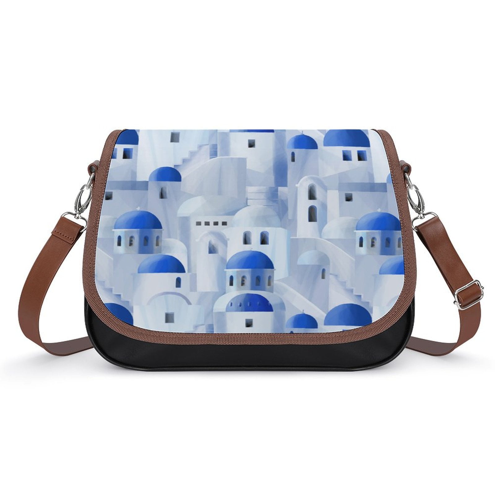 Santorini, Greece Vintage Crossbody Bag for Women Medium Leather Hobo ...