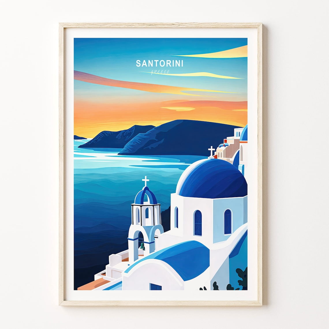 Santorini Travel Poster, Greece Wall Art, Santorini Greece Print ...