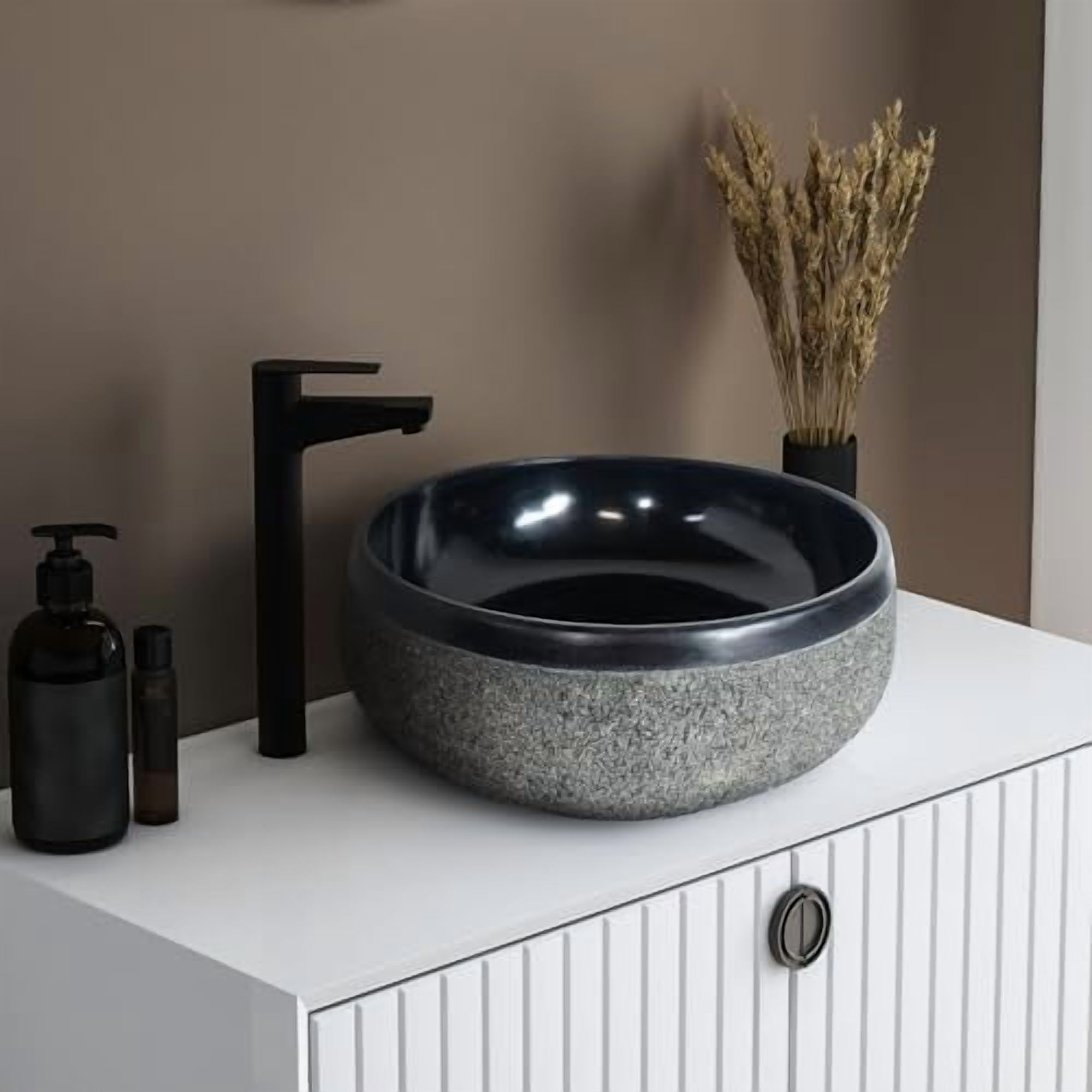Santorini Unique Natural Stone Vessel Sink for Bathroom Decor ...