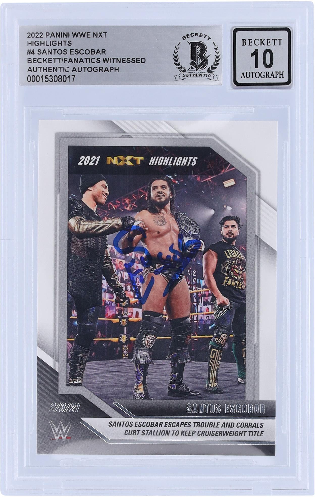 Santos Escobar WWE Autographed 2022 Panini NXT Highlights #1 Beckett ...